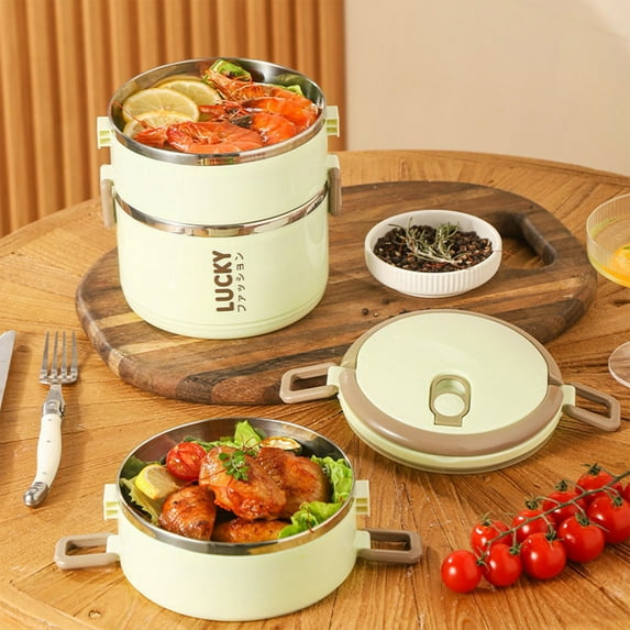 Fmbmuo Reusable Lunch Box White Stackable Stainless Steel Bento Box ...