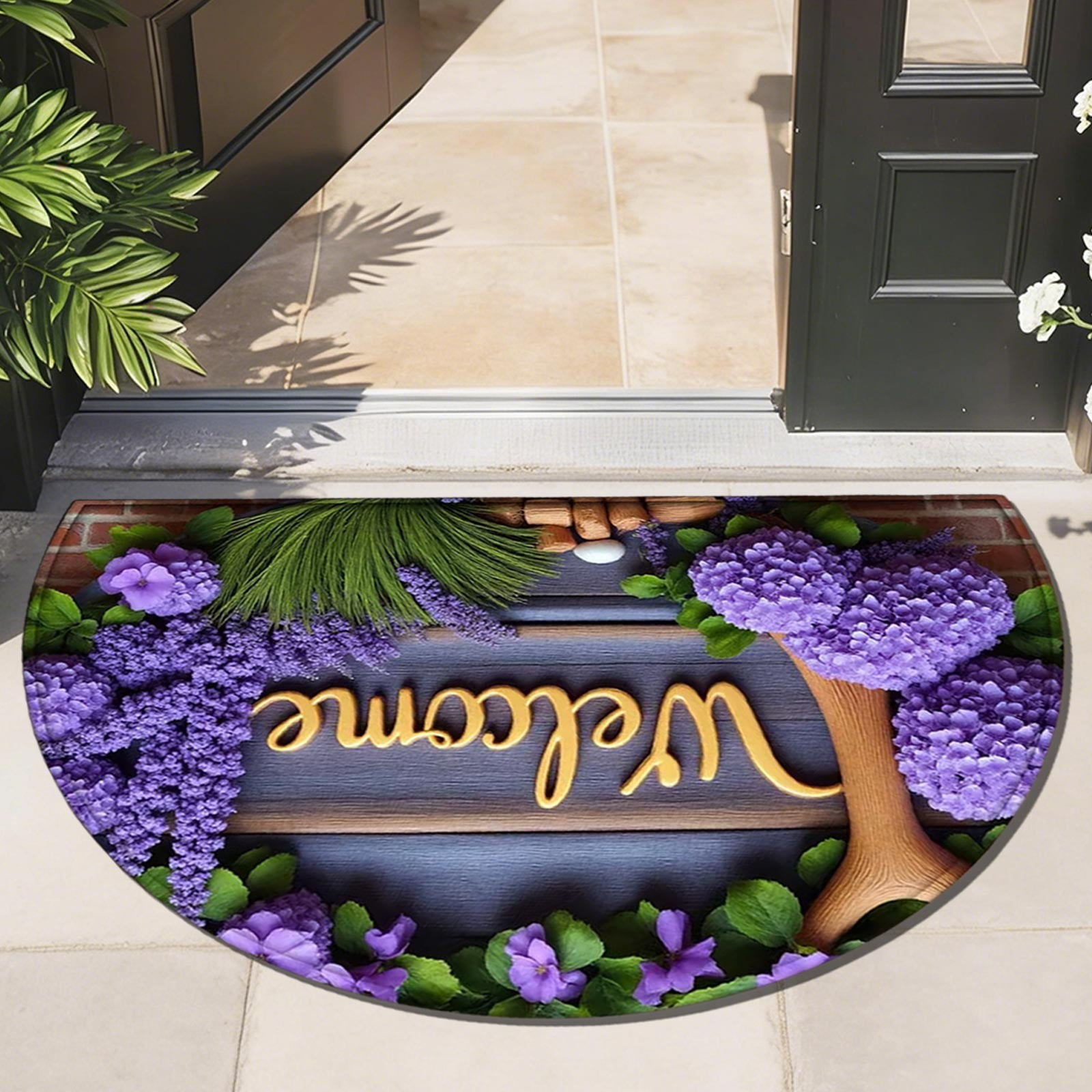 Fmbmuo Semicircular Entryway Rug "Welcome" Multicolor Dirt Proof Indoor ...