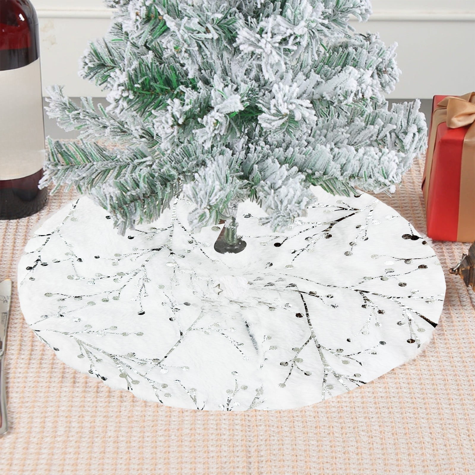 Fmbmuo Small Tree Skirt 15 Inch Multicolor Gold Printed Christmas ...