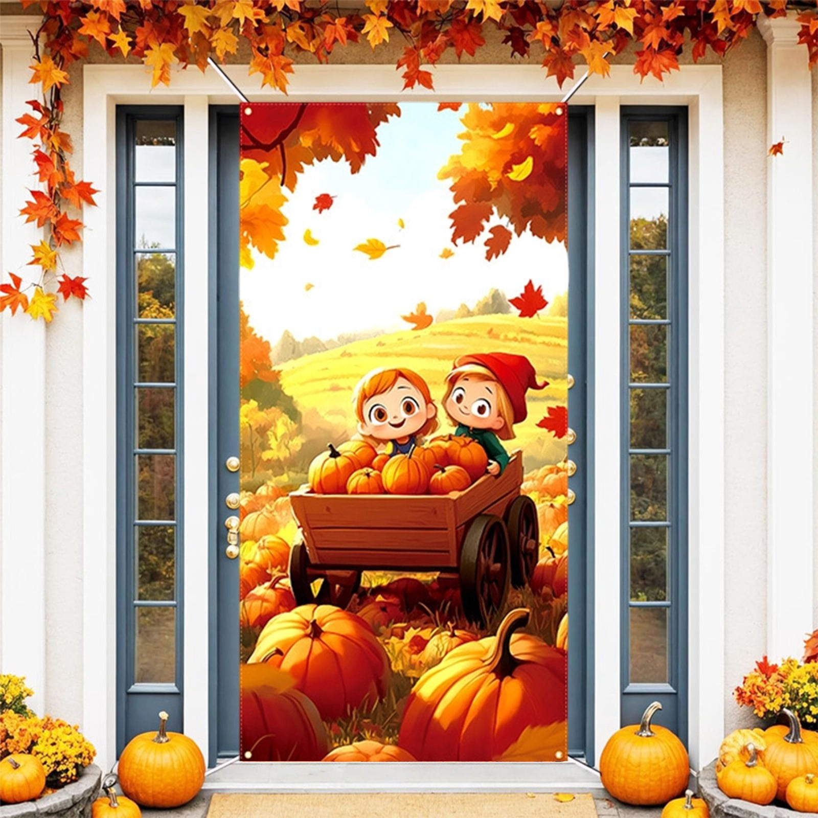 Fmbmuo Thanksgiving Decorations, Thanksgiving Door Cover, Happy Thanks ...