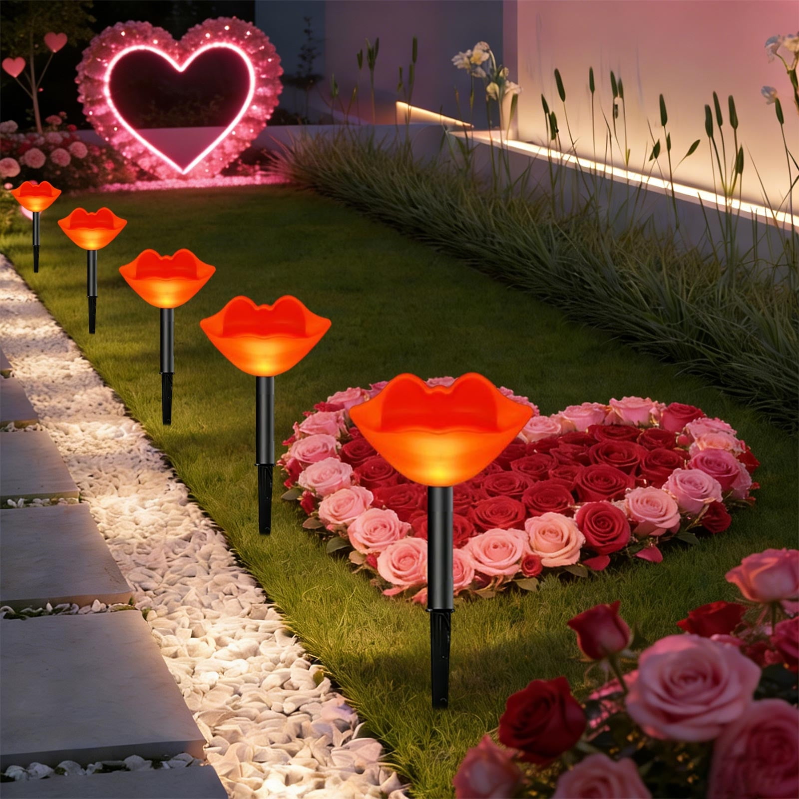 Fmbmuo Valentines Day Decor - LED Solar Lights in Classic Shapes for ...