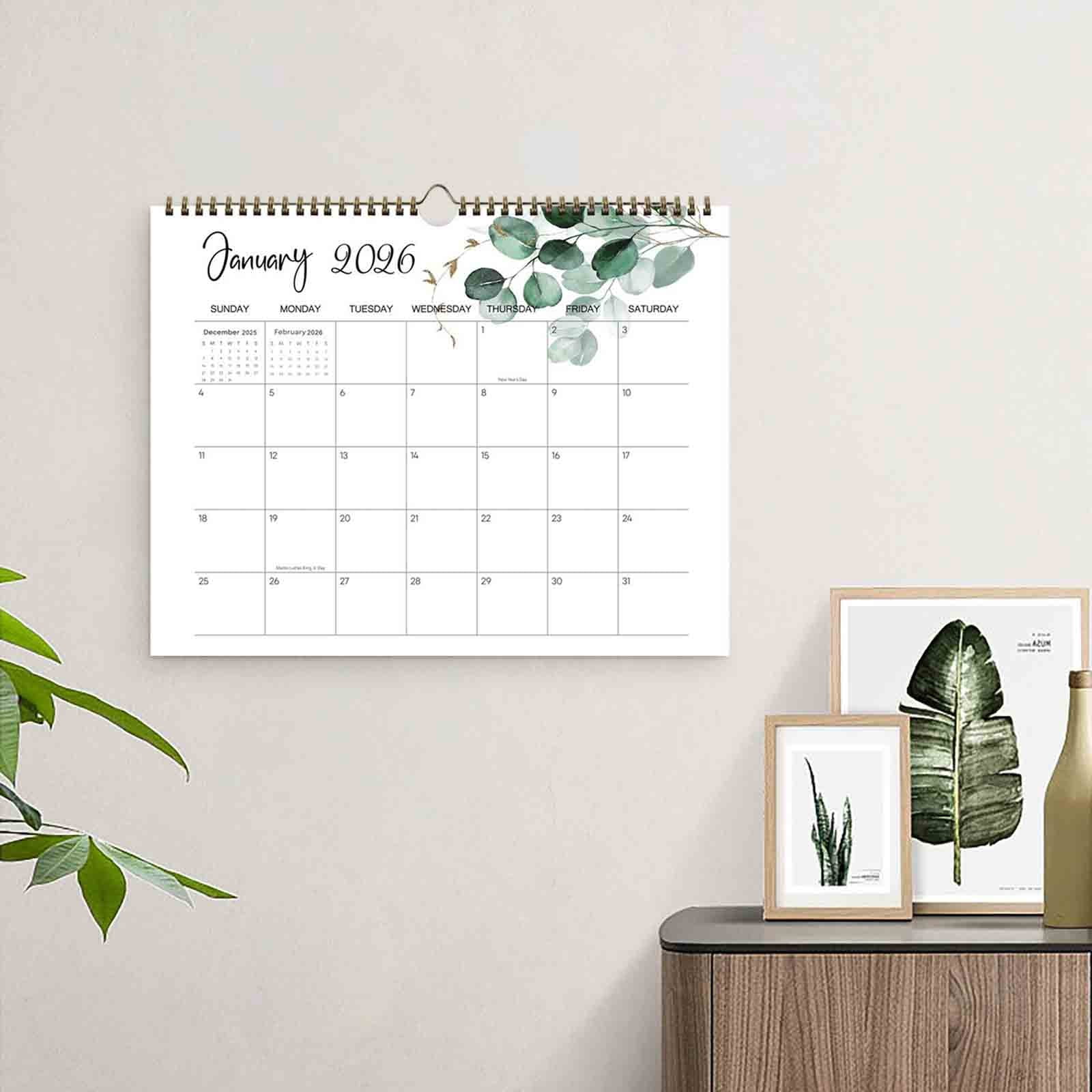 Fmbmuo Wall Calendar Hanging 12" x 17" Floral Background 2026-2027 ...