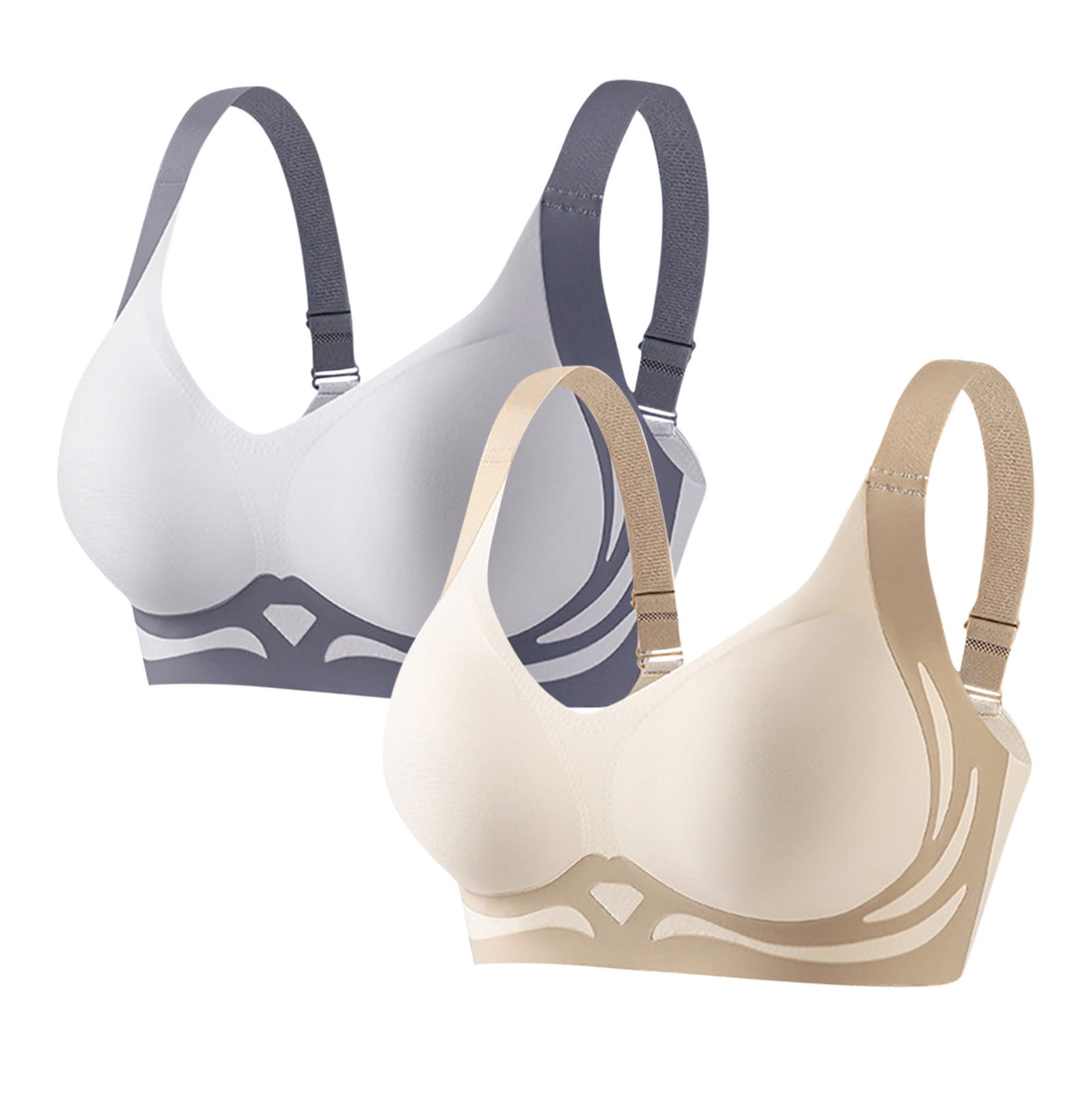 Fmbrln 2pc Women's Everyday Bra Seamless Wirefree Push Up Bra Comfy ...