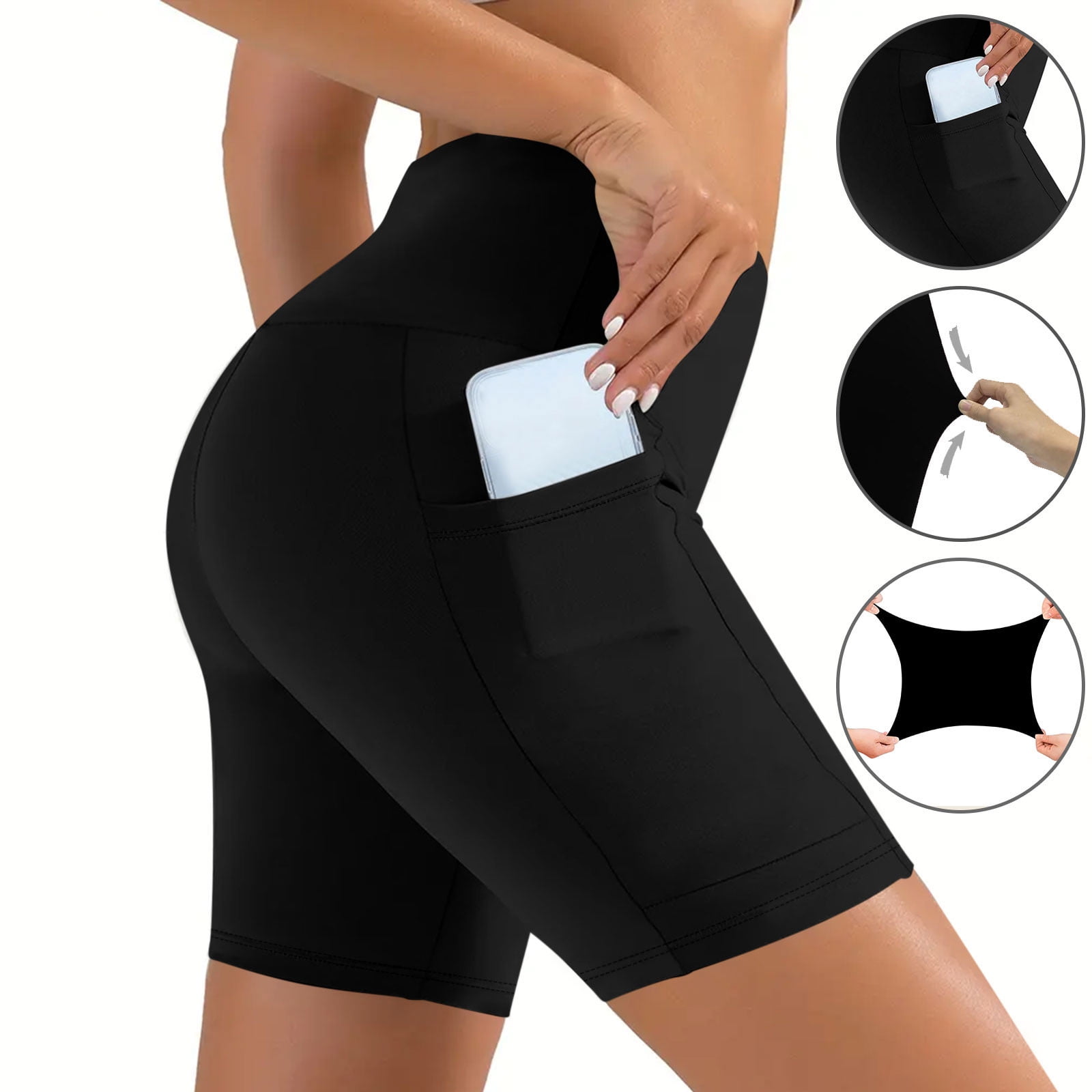Fmbrln Biker Shorts for Women High Waist Tummy Control Workout Running ...