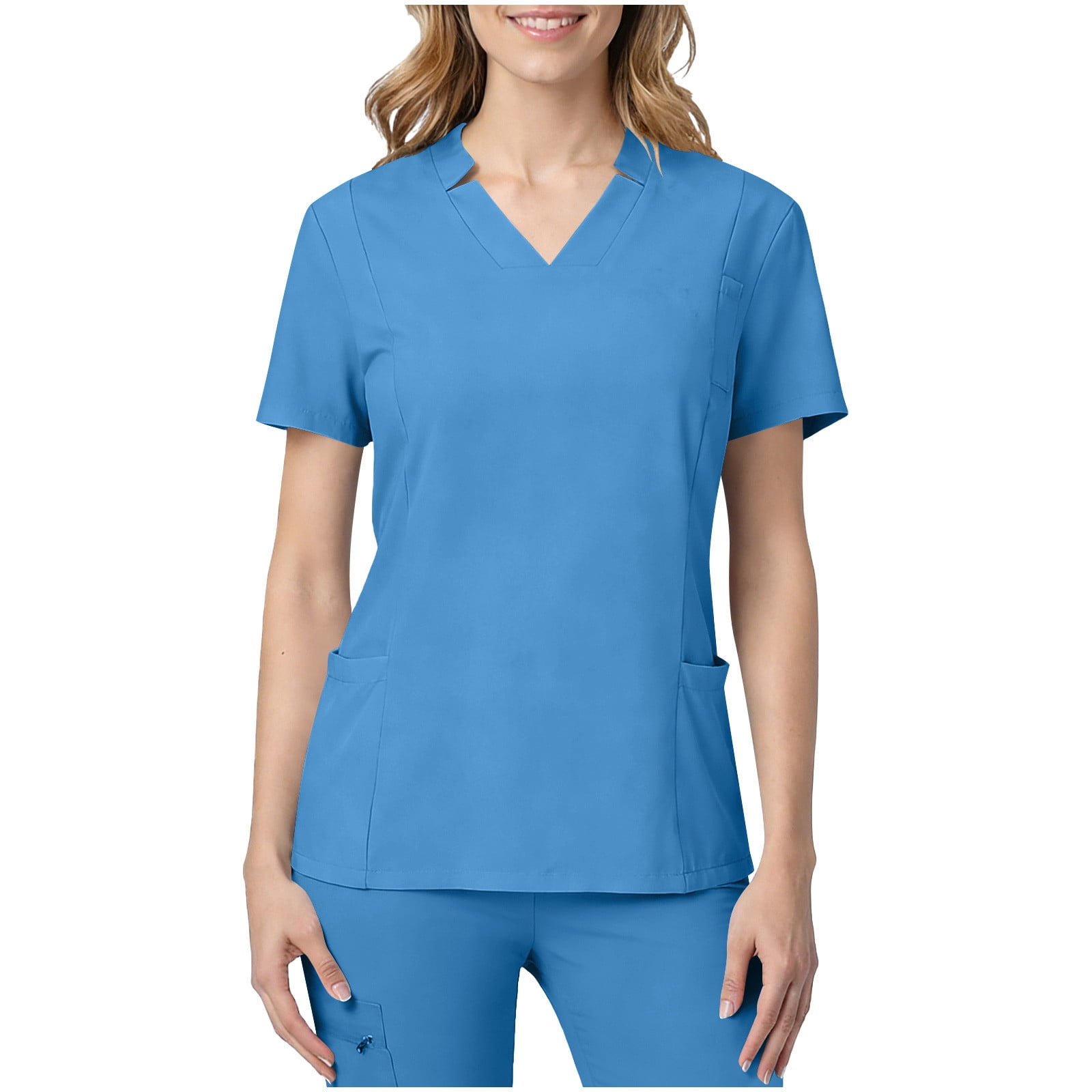 Fmbrln Scrubs for Women V Neck Short Sleeve Scrubs Tops with 2 Pockets ...