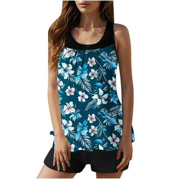 Fmbrln Tankini Swimsuits for Women with Boyshorts Fashion Floral Print ...