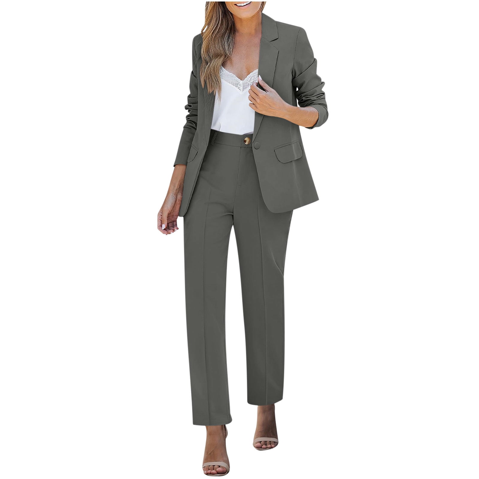 Fmbrln Womens 2 Piece Suit Sets Dressy Business Casual Outfits Blazer ...