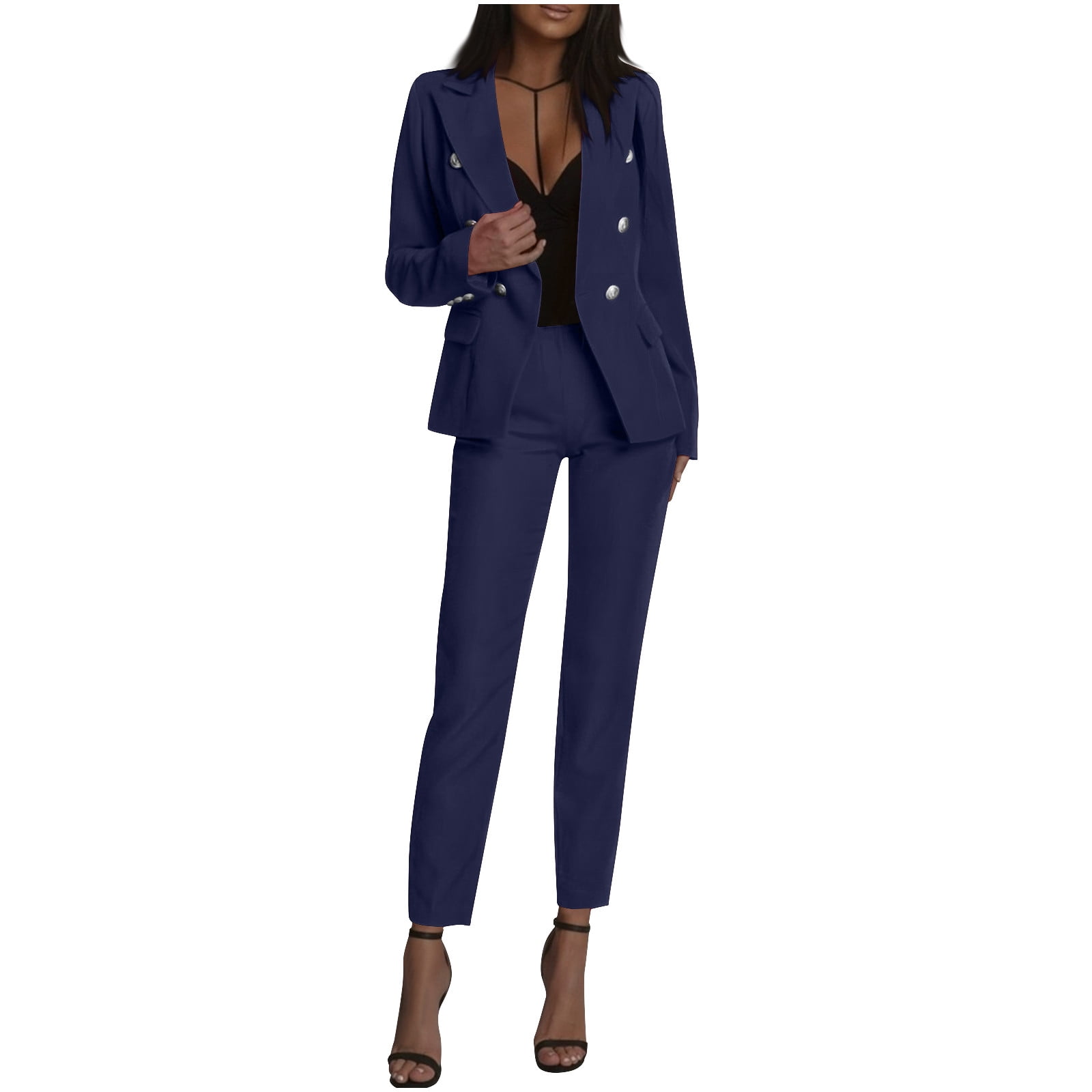 Fmbrln Womens 2 Piece Suit Sets Office Work Suit Sets Long Sleeve Lapel ...
