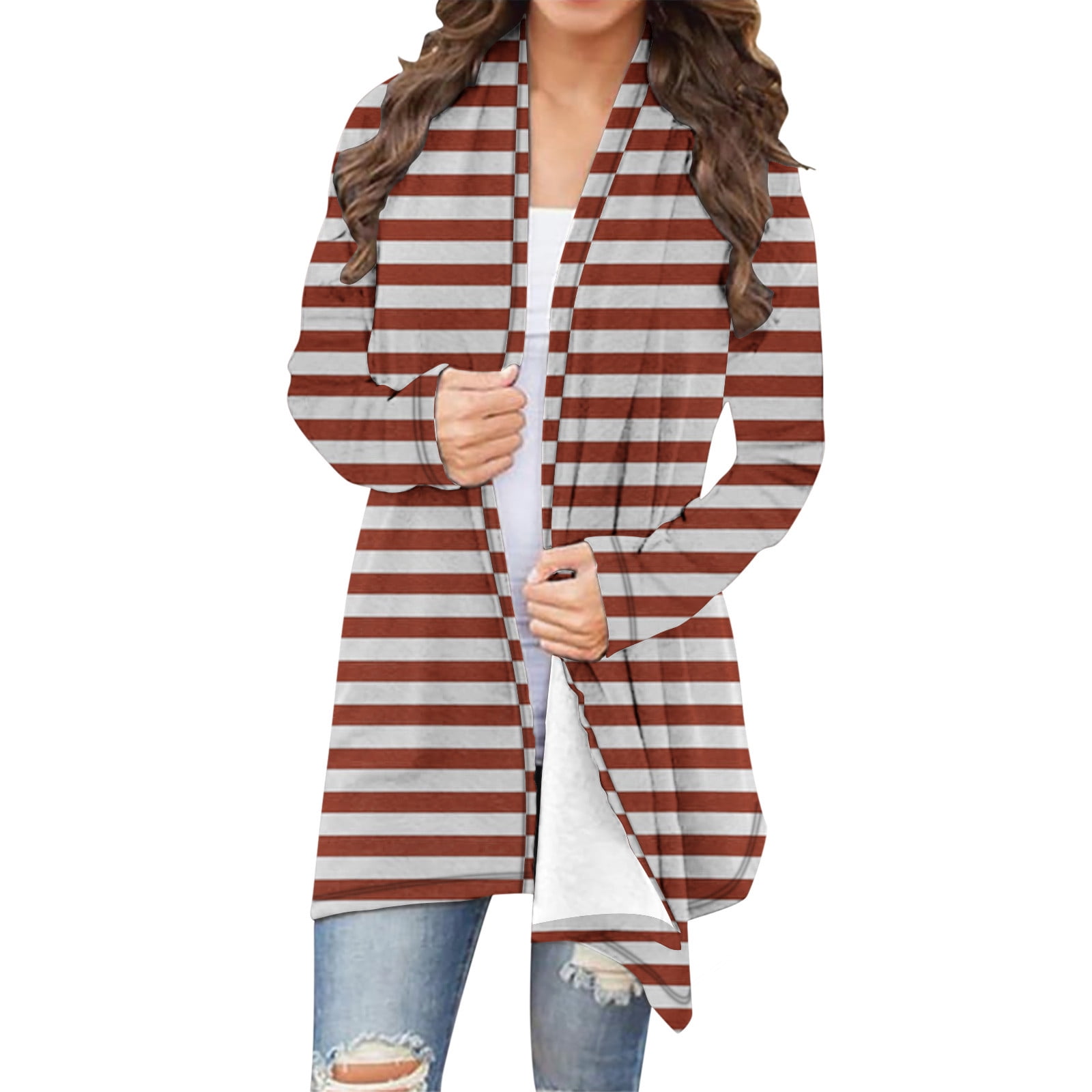 Fmbrln Womens Plus Size Cardigan Sweaters Fashion Casual Long Sleeve ...