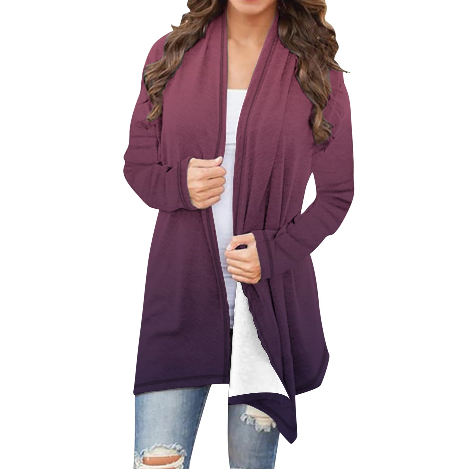 Fmbrln Womens Plus Size Cardigan Sweaters Long Sleeve Gradient Print ...