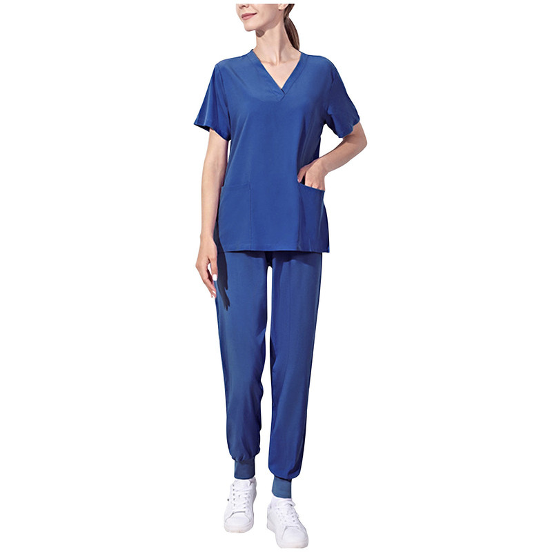 Fmbrln Womens Plus Size Scrubs Sets V Neck Short Sleeve Scrubs Tops and ...