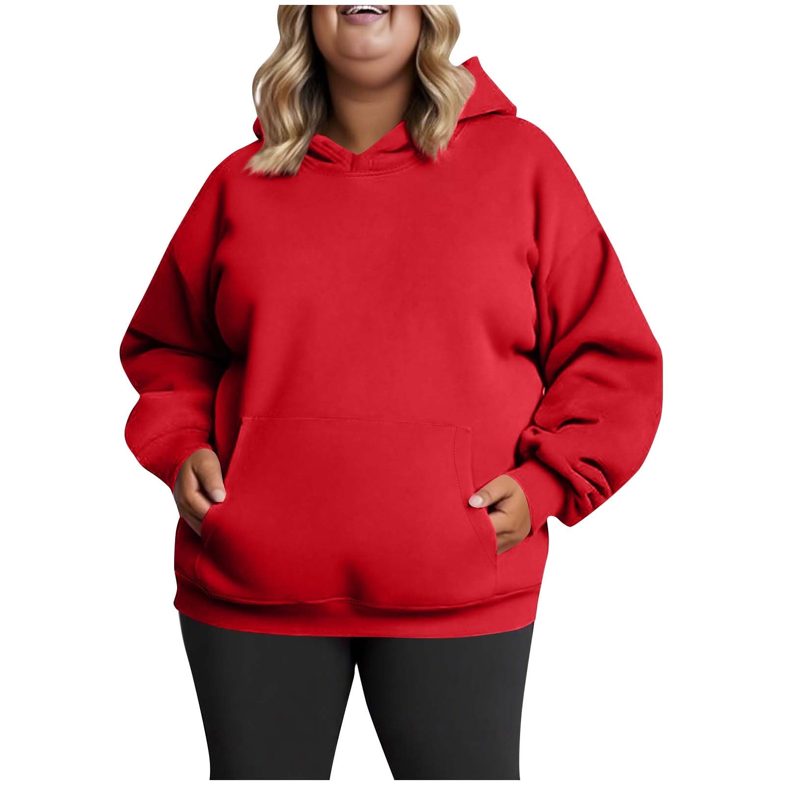 Fmbrln Womens Plus Size Solid Hoodie Fall Winter Fashion Long Sleeve ...