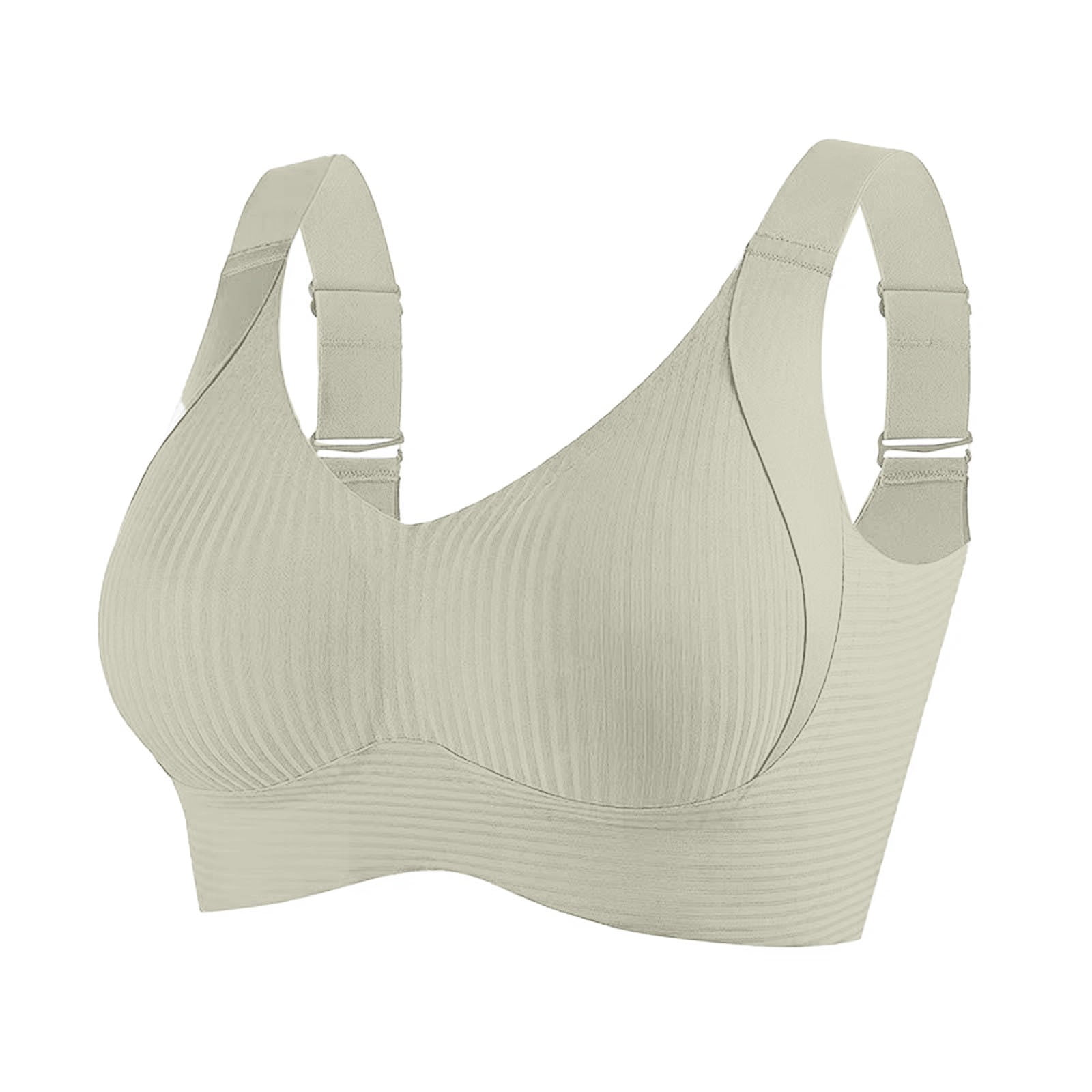 Fmbrln Womens Sports Bra Adjustable Wide Strap Wirefree Comfy ...