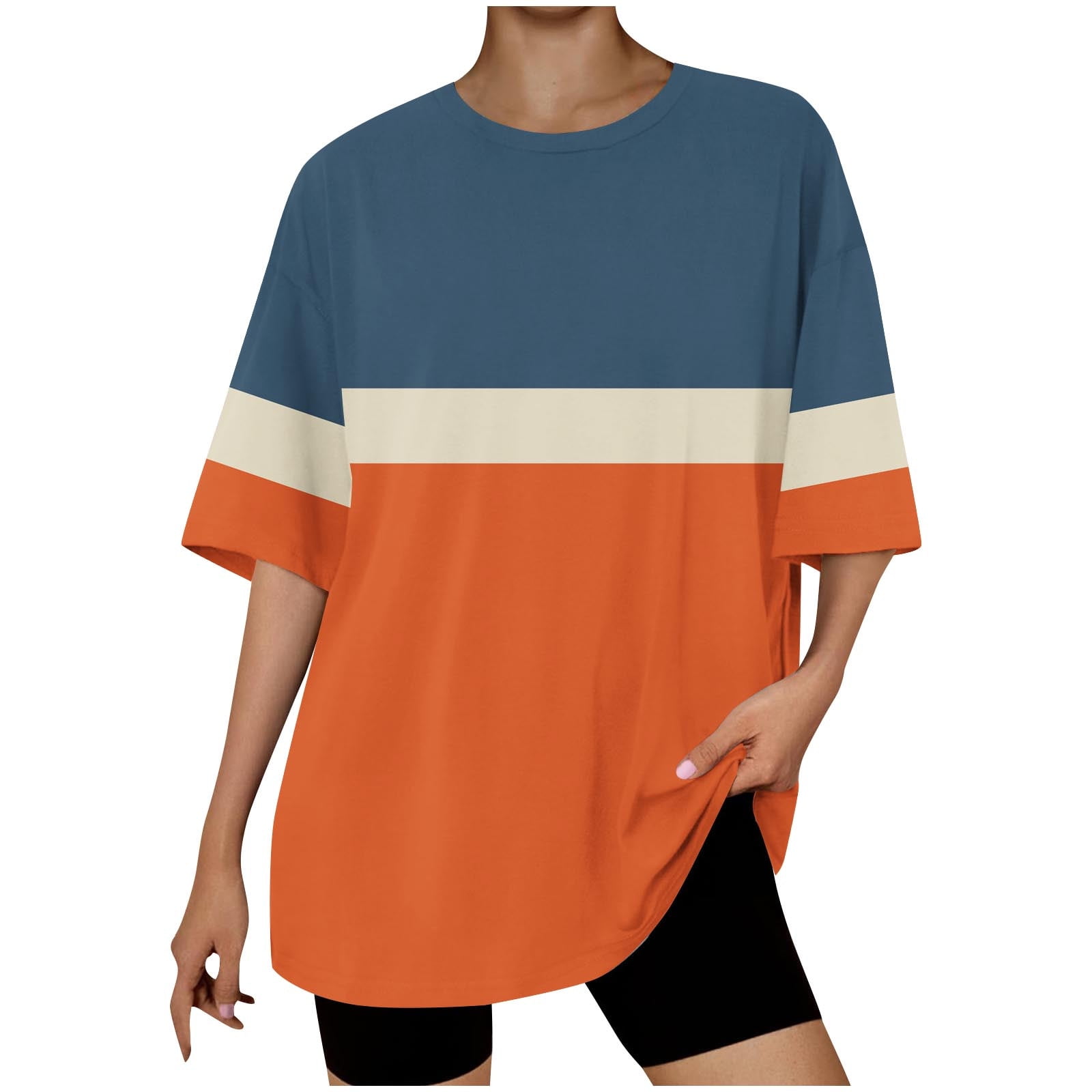 Fmbrln Womens Summer Short Sleeve T-Shirts Fashion Crew Neck Color ...