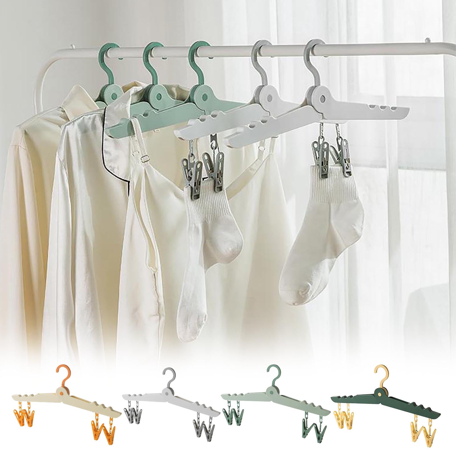 Fmlxio Foldable Clip and Drip Hanger Folding Clothes Hanger Portable ...