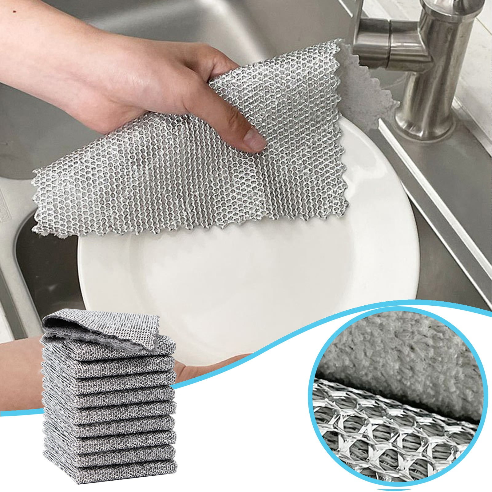 Fmlxio Microfiber Cleaning Cloth Bulk Wet And Dry Double Sided ...