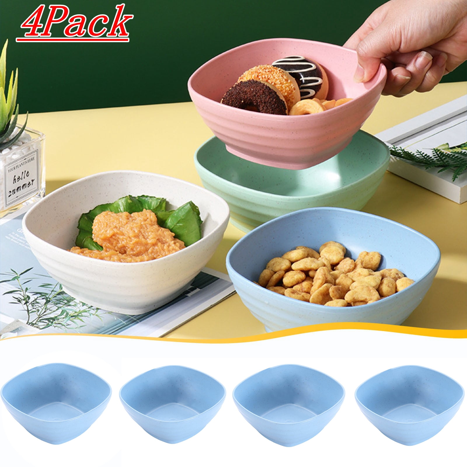 Fmxomd Cereal Bowls 4 Pieces, Unbreakable And Reusable Light Weight ...