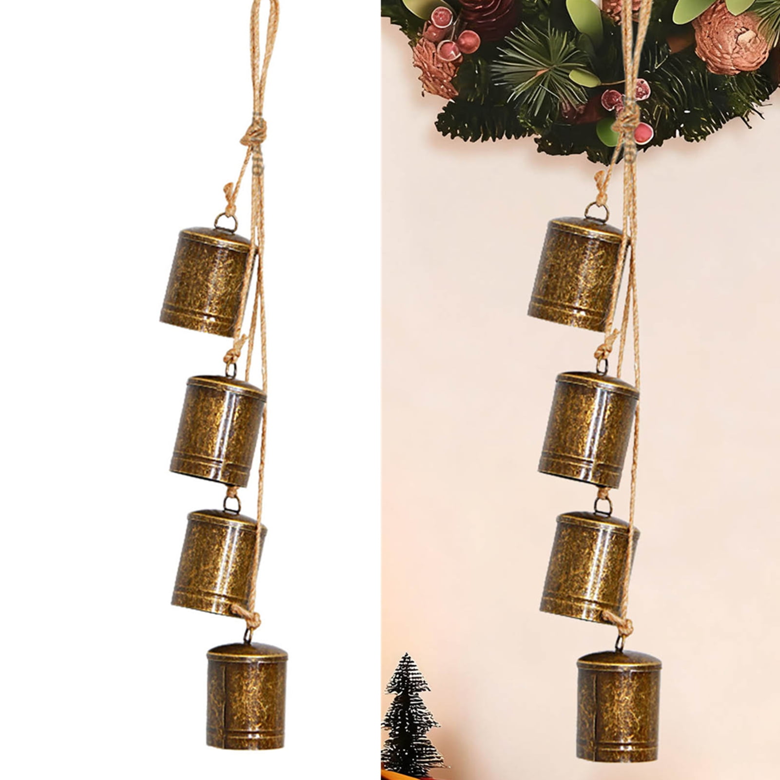 Fmxomd Rustic Decorative Cow Bells 4-Bell Cluster Christmas Bell Shabby ...