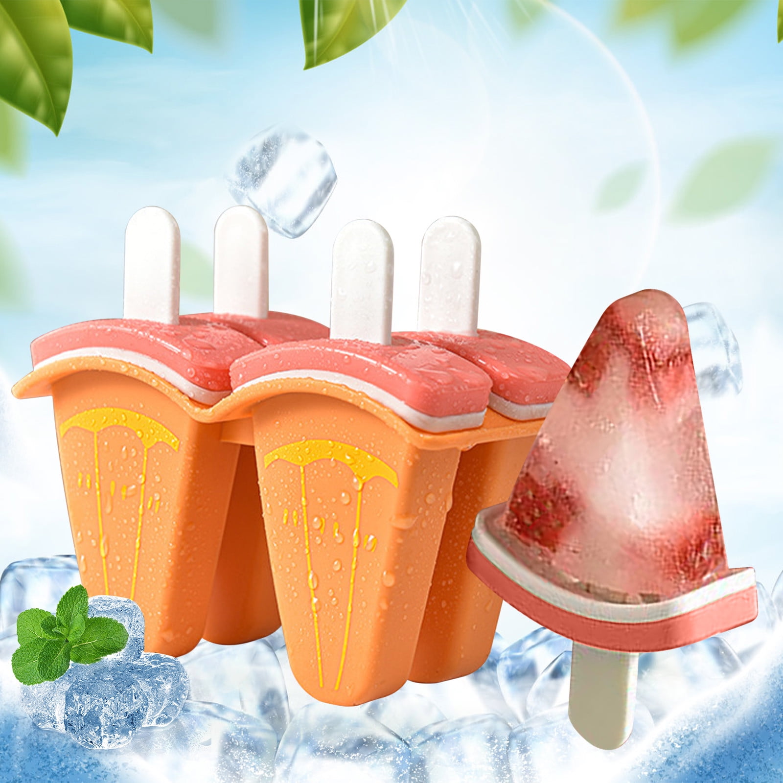 Fmxomd Watermelon Ice Popsicle Moulds with Handles Reusable Easy to ...