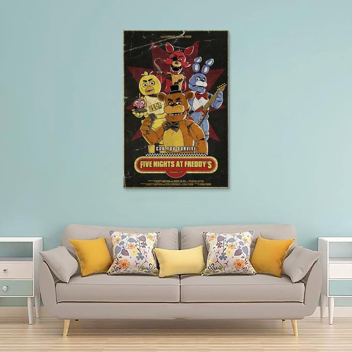 Fnaf Poster Vintage Movie Poster 90S Canvas Wall Art Room Aesthetic ...
