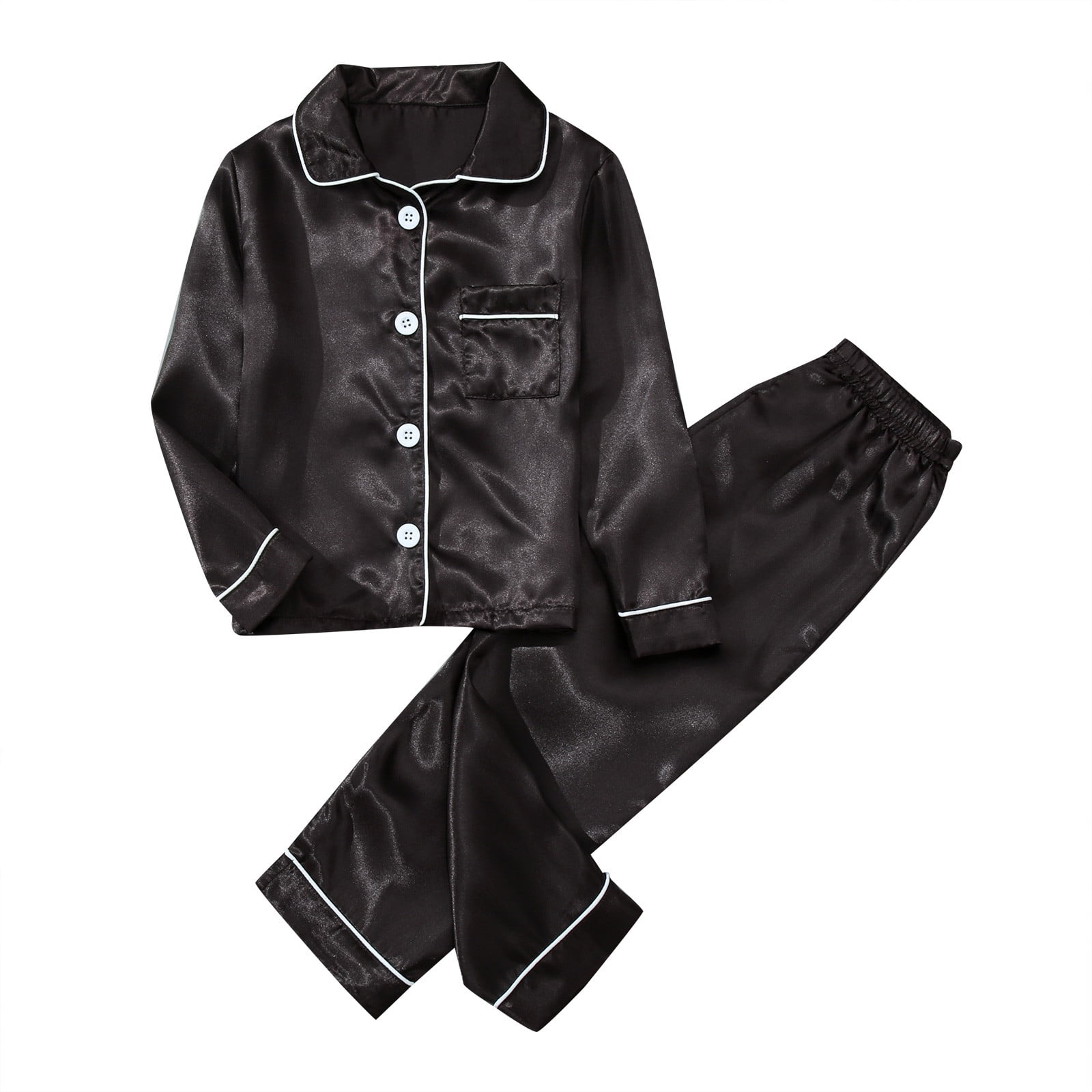 Fnhpitd Christmas Pajamas Kids Children Satin Pajamas Pj's Solid Family ...