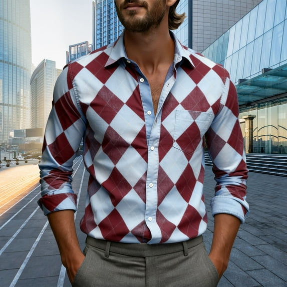 Fnnxeal Mens Button Down Shirt, Long Sleeve Graphic Long Sleeve Casual ...