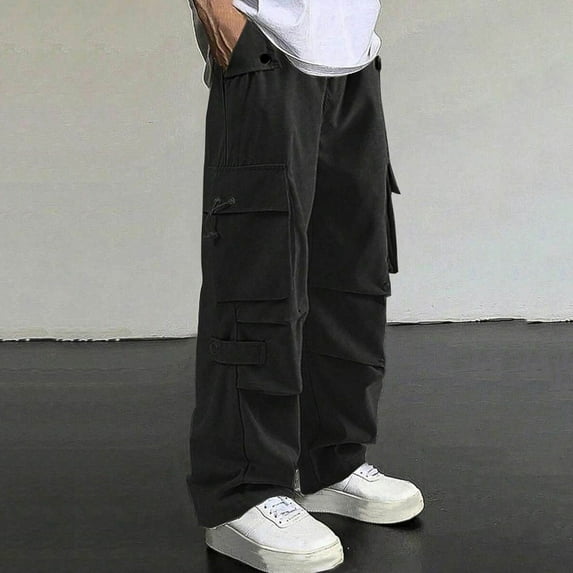 Fnnxeal Mens Cargo Pants Multi-Pockets beltless Casual Spring Fall ...