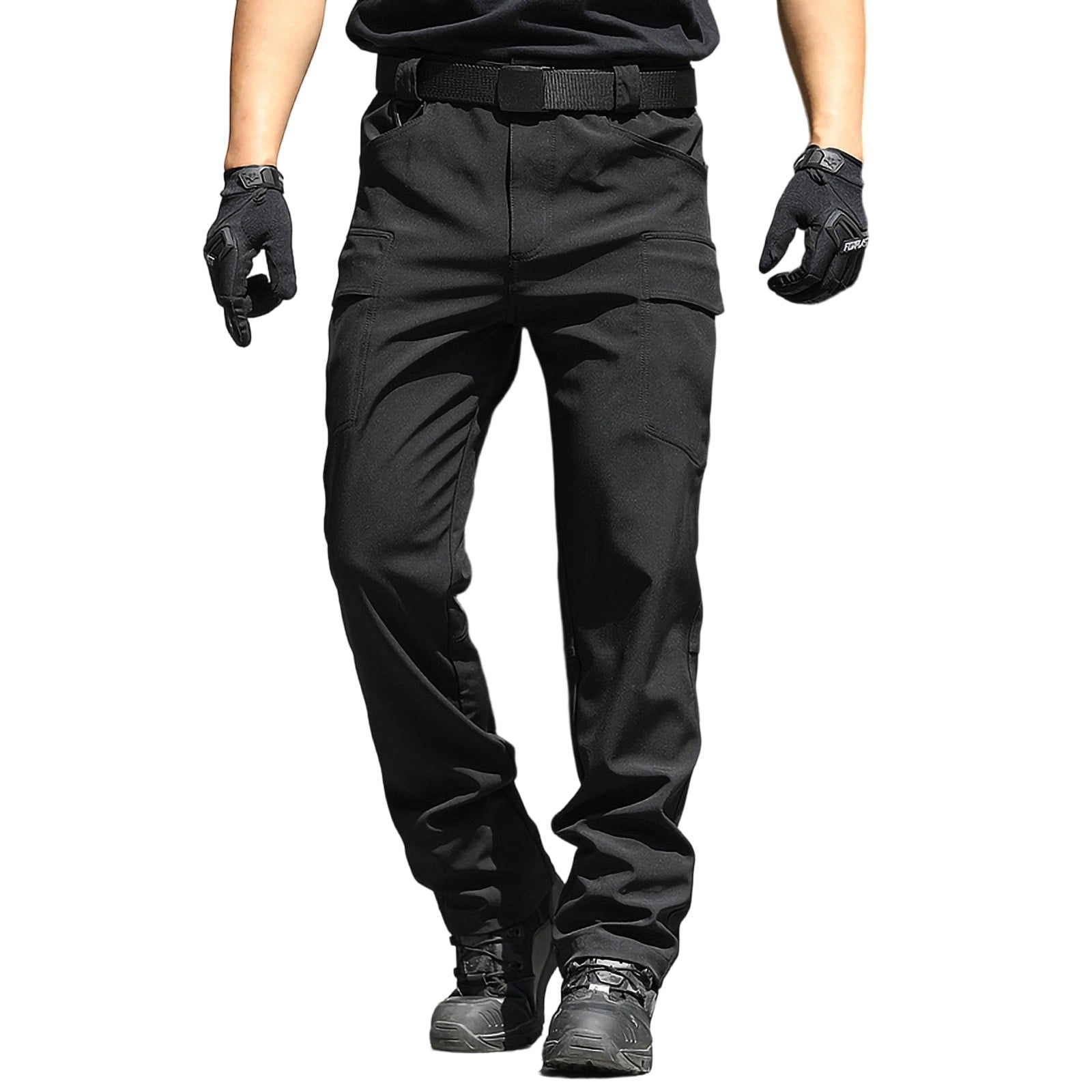 Fnnxeal Mens Cargo Pants Spring Fall Solid Multi-Pockets beltless ...