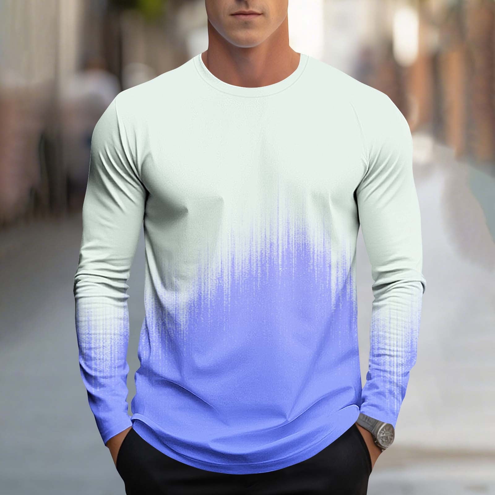 Fnnxeal Mens Casual Shirts, Long Sleeve Crew Neck Fall Winter Classic ...