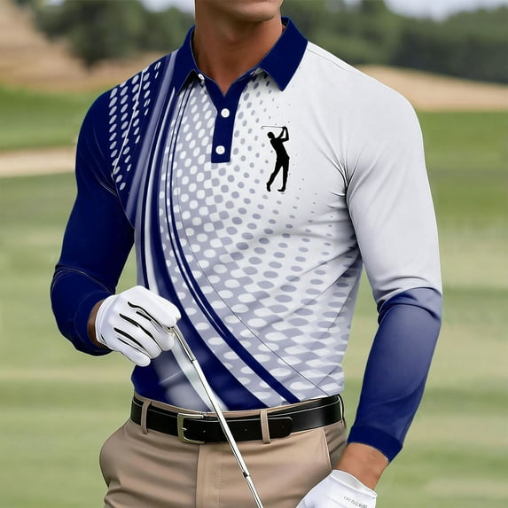 Fnnxeal Mens Polo Shirts Breathable Collar Long Sleeve Fall Winter ...