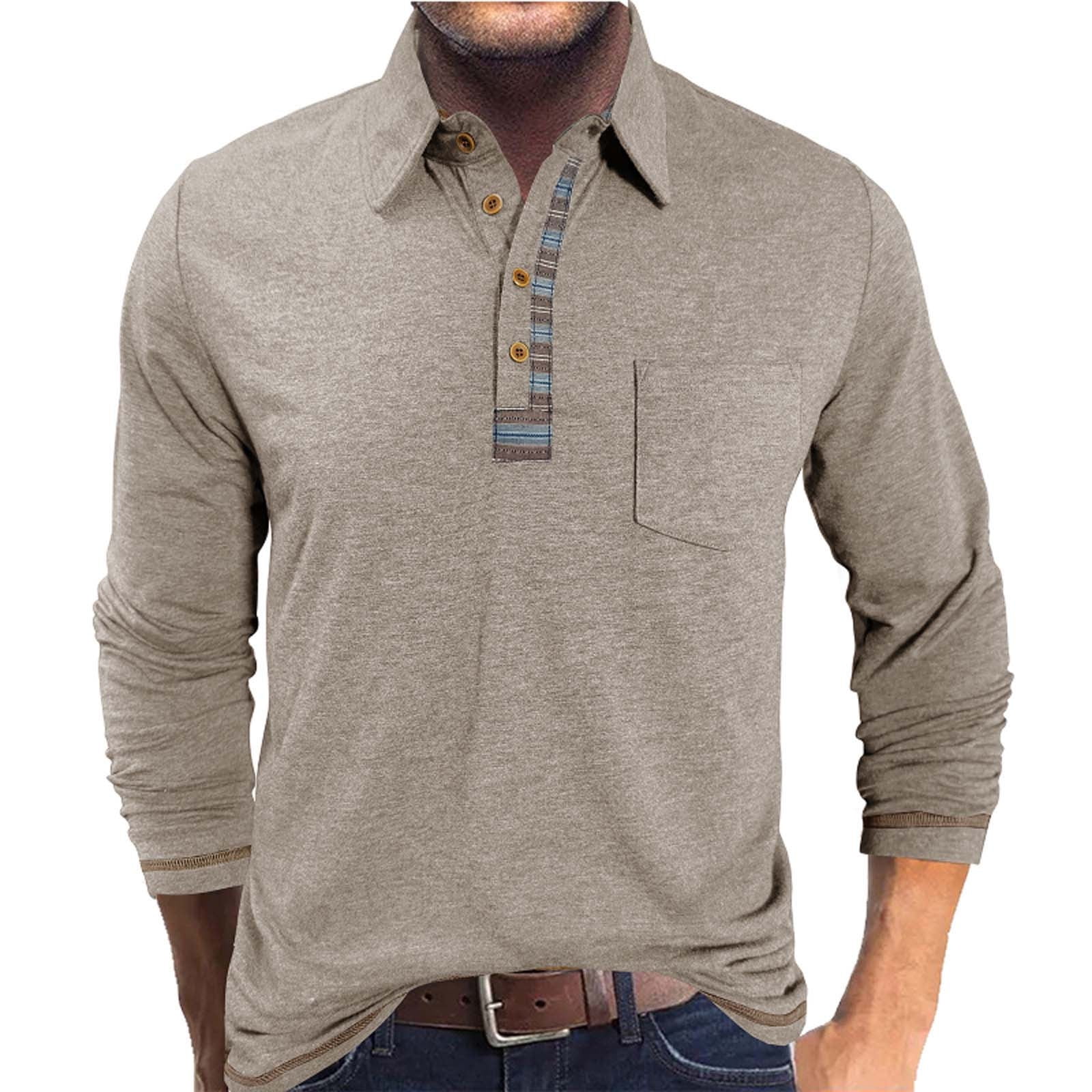 Fnnxeal Mens Polo Shirts Button Fall Winter Casual Long Sleeve with ...