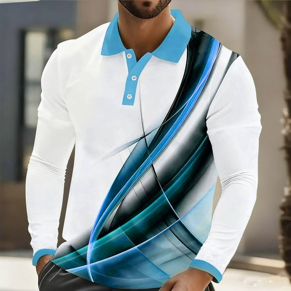 Fnnxeal Mens Polo Shirts Collar Breathable Casual Fall Winter Long ...