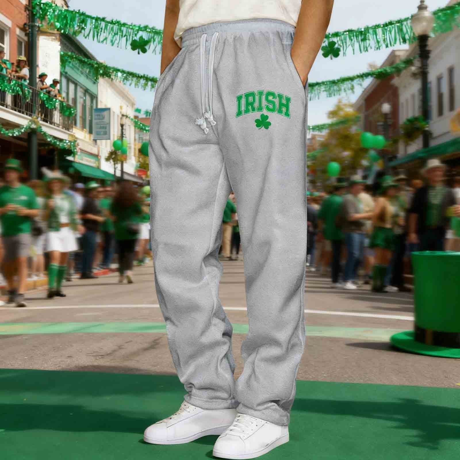 Fnnxeal Mens Sweatpants Graphic Fleece St. Patrick's Day Spring Fall ...