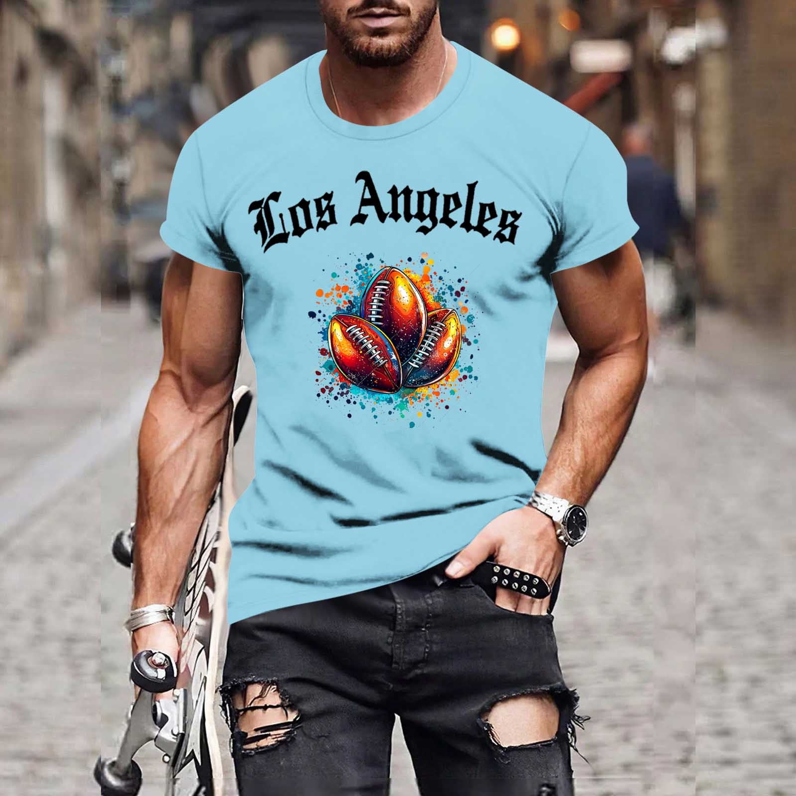 Fnnxeal Mens T-Shirts Summer Short Sleeve Crew Neck Grahpic Casual ...