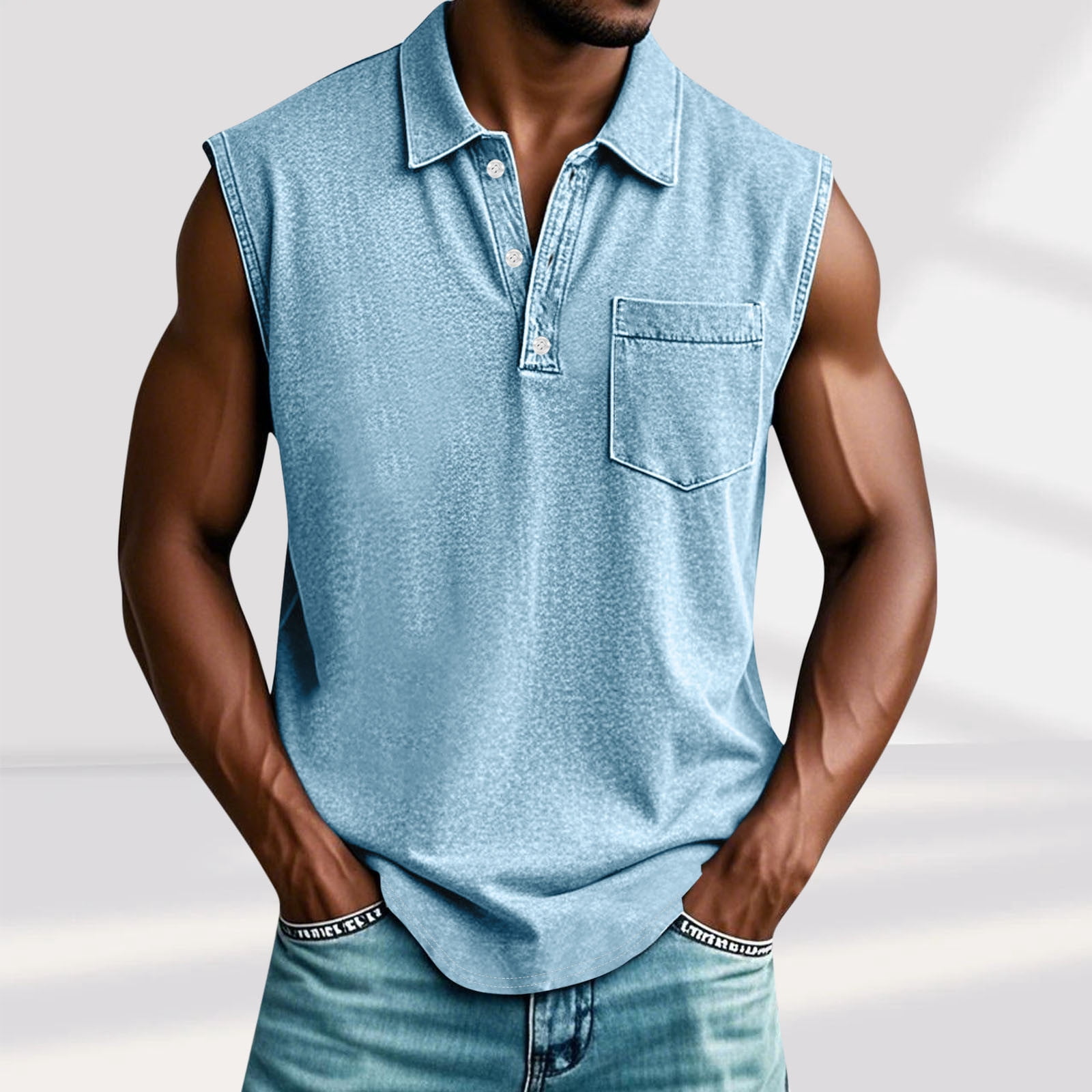 Fnnxeal Mens Tank Tops, Sleeveless Collared Casual Tank Tops for Men ...