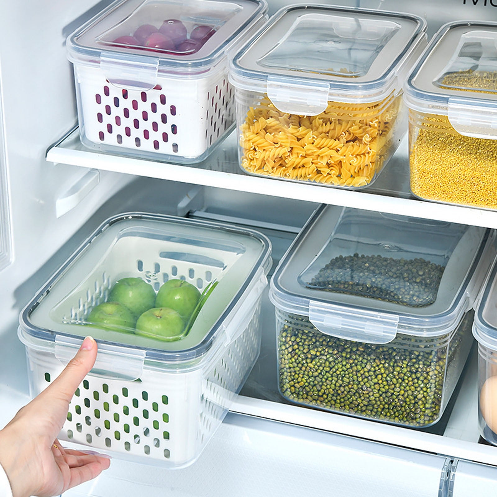 Fnochy 1750ML Fruit Storage Container for Fridge,Vegetable Produce ...
