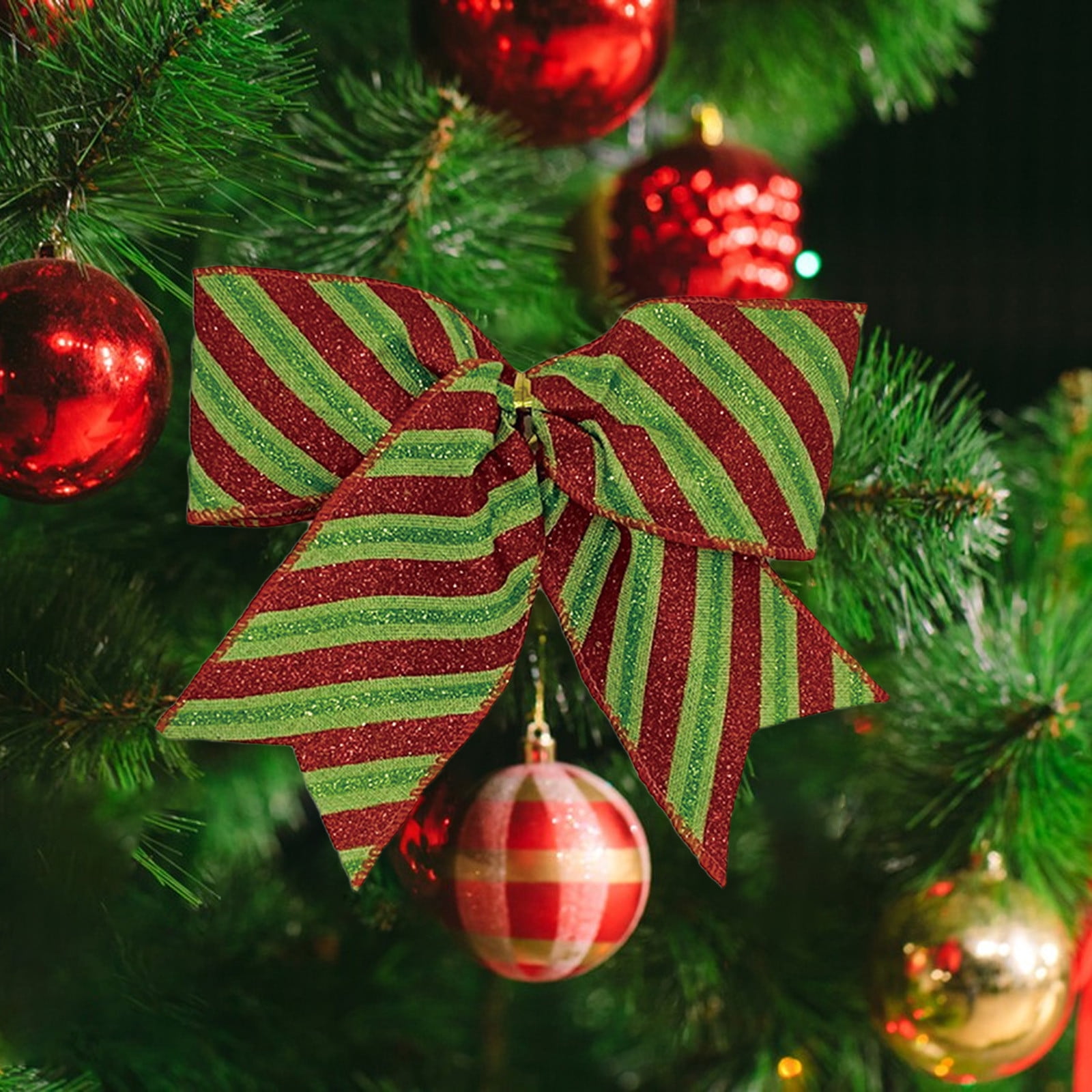 Fnochy 2 Pcs Red Green Christmas Bows Decoration, 6 Inch Large ...