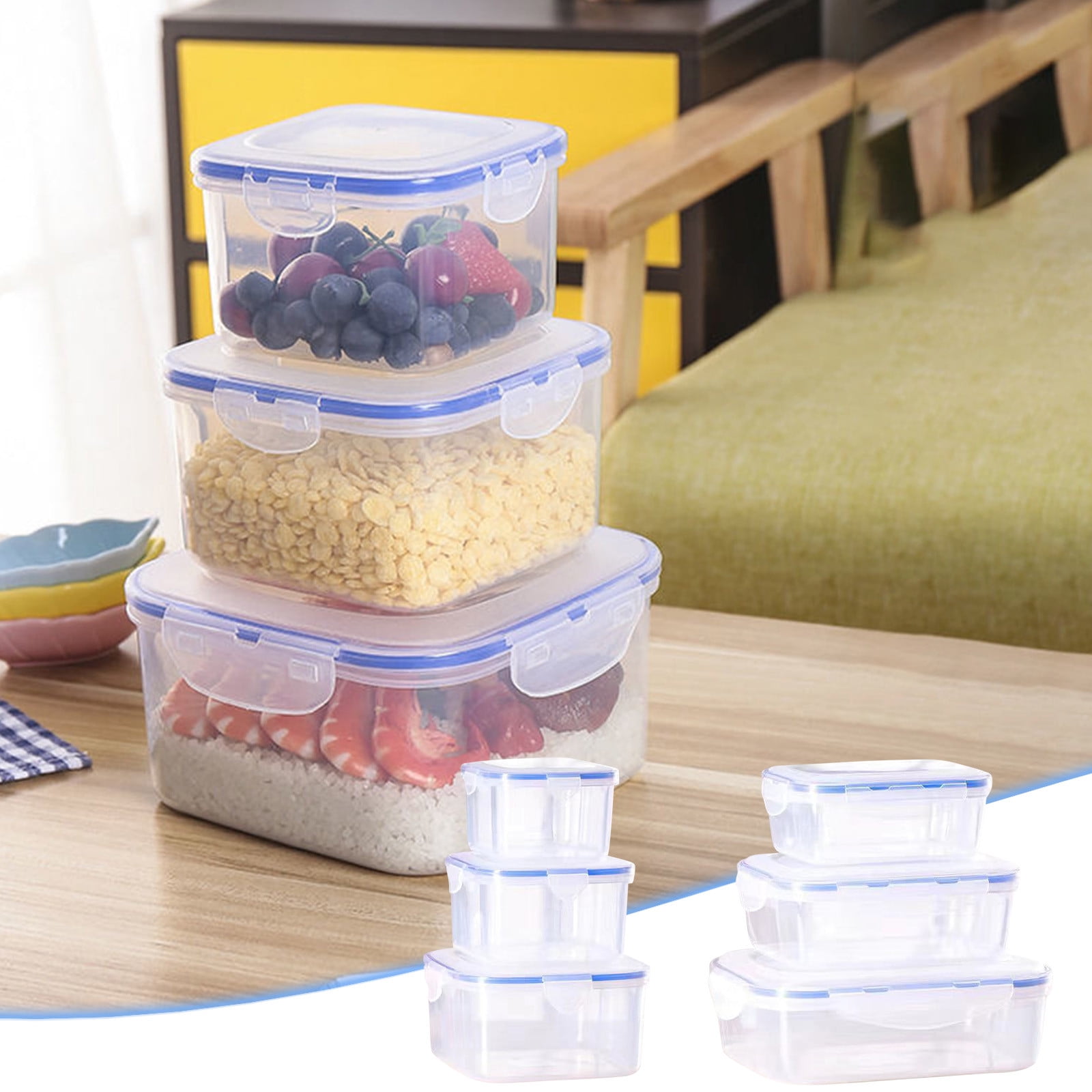Fnochy [3 Pack] Rectangle Plastic Storage Containers Set for Food ...
