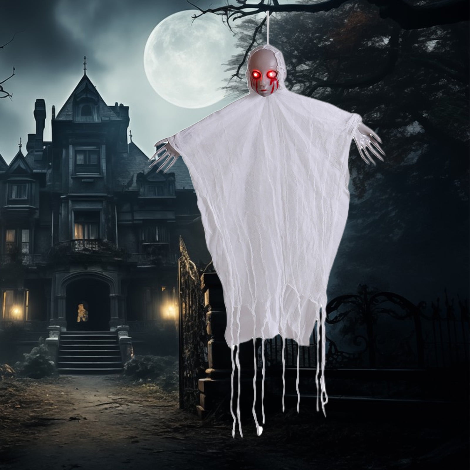 Fnochy 39" Halloween Animatronics Ghost Decorations, Halloween Skeleton ...