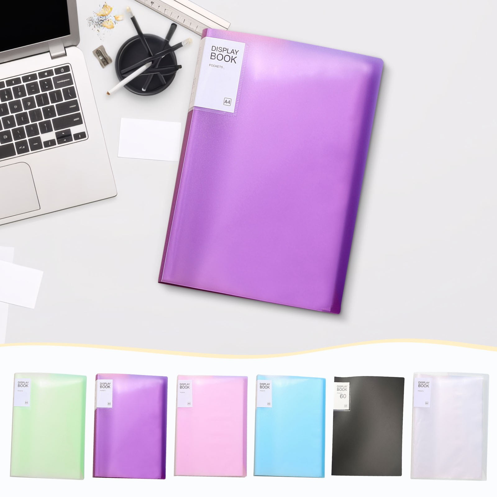 Fnochy A4 Rhinestones Arts Storage Binder with Plastic Sleeves, 20-Page ...