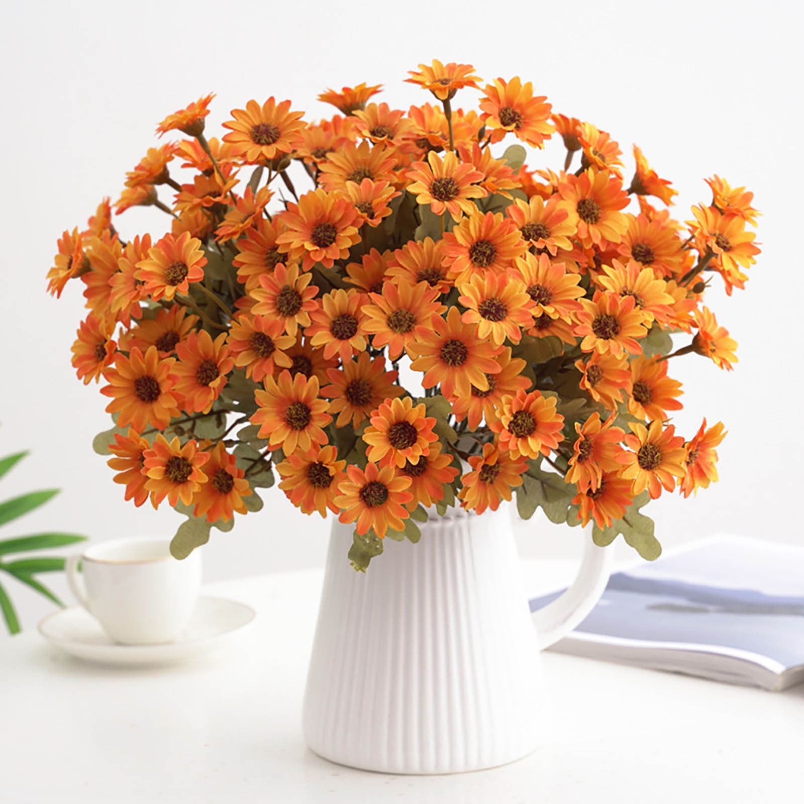 Fnochy Artificial Daisy Mums Flowers, Outdoor UV Resistant Fake Silk ...