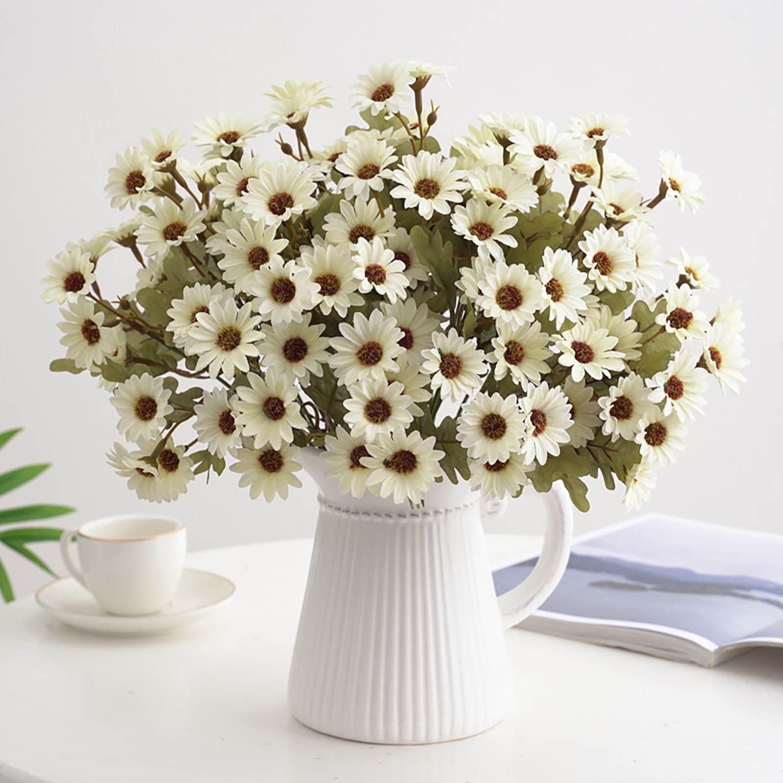 Fnochy Artificial Daisy Mums Flowers, Outdoor UV Resistant Fake Silk ...