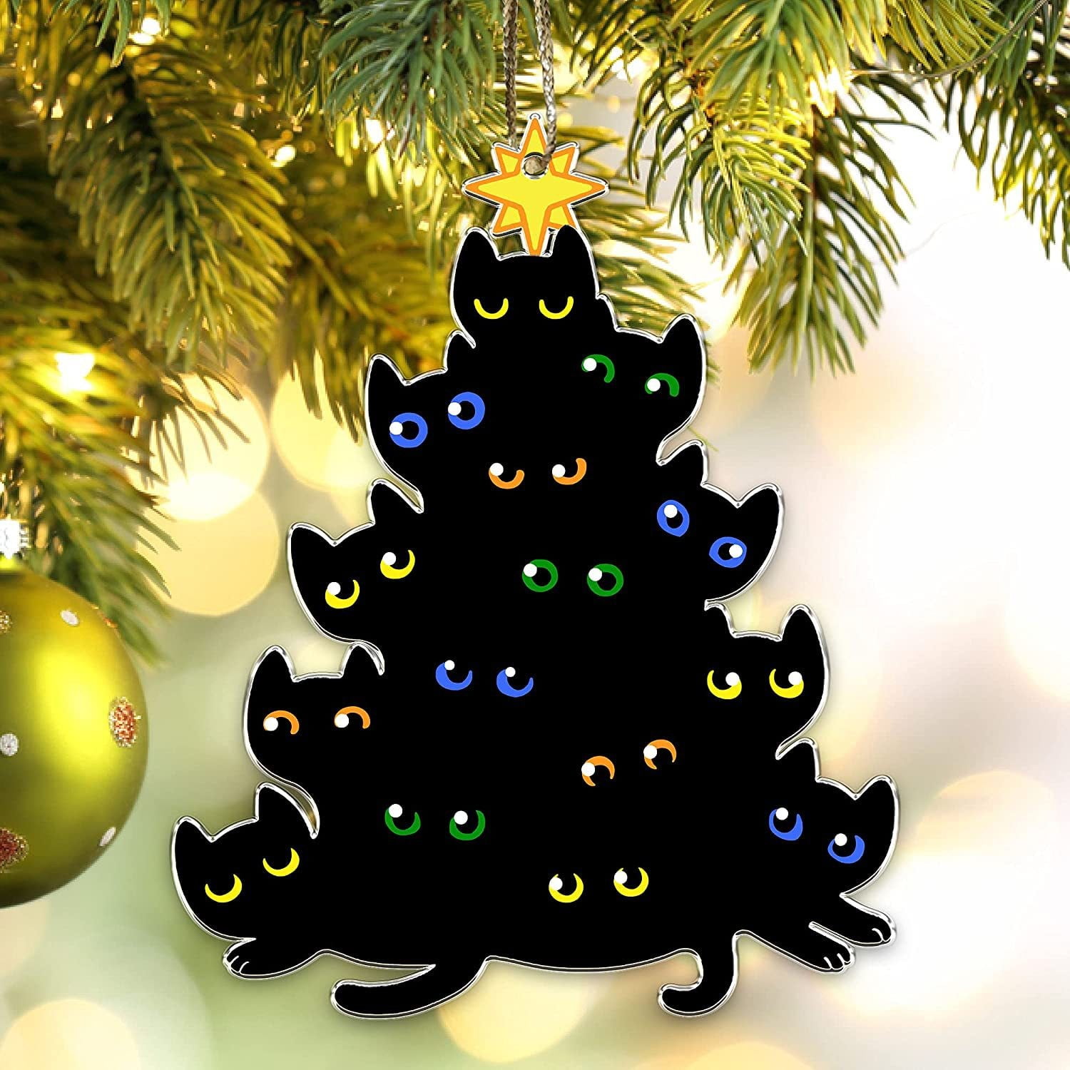 Fnochy Black Cat Christmas Decorations - Black Cat Xmas Decor Tree ...