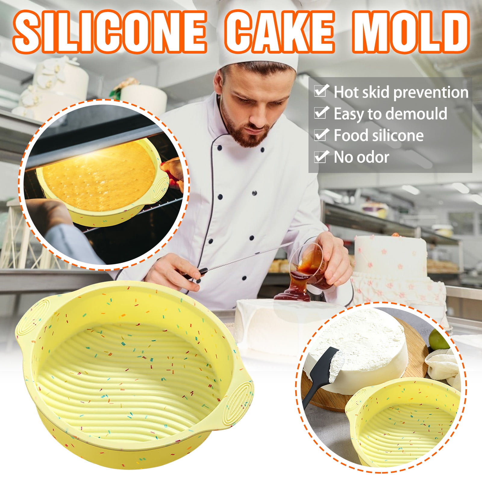 Fnochy Clearance Round Cake Pan Nonstick Baking Mold Heavy Duty Oven ...
