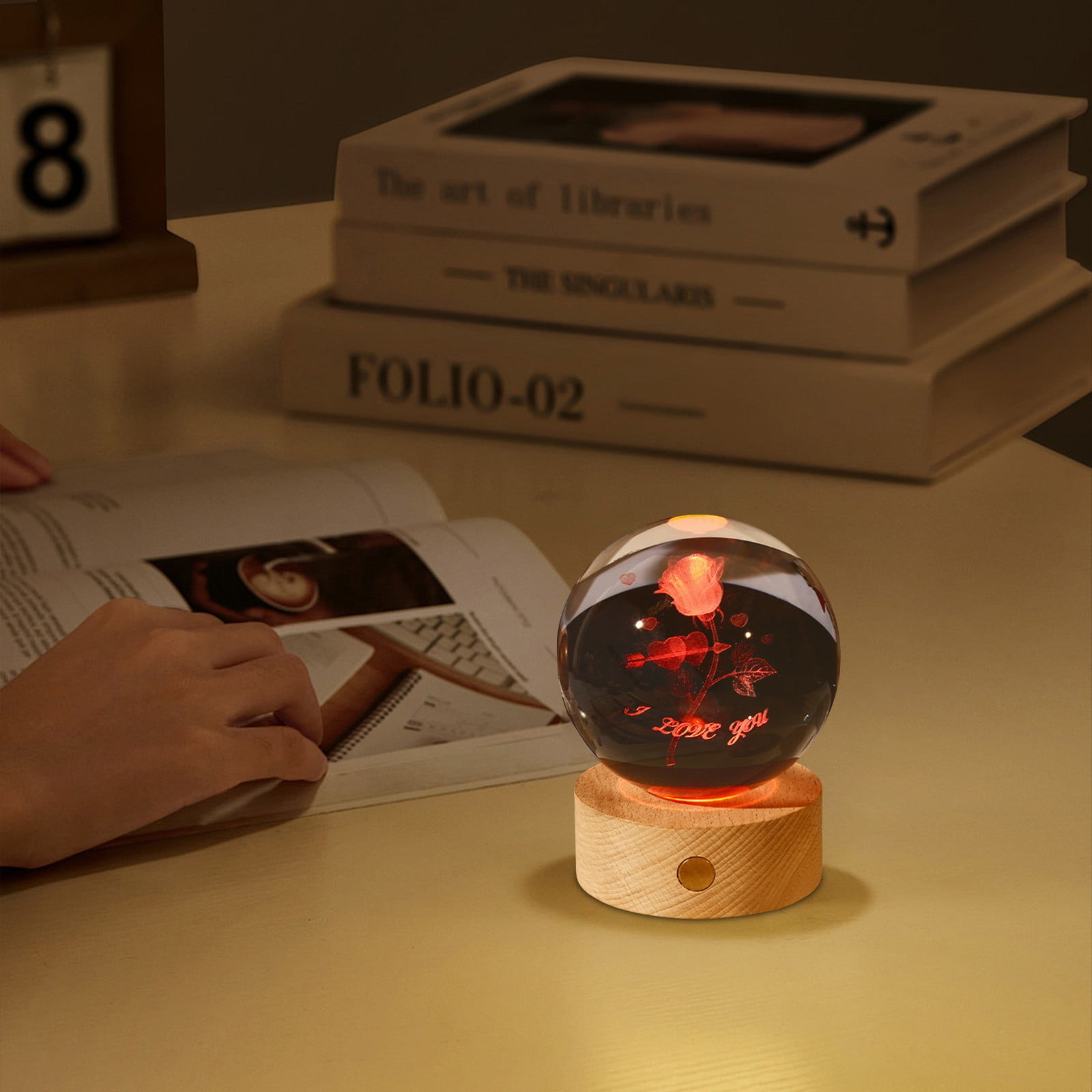 Fnochy Crystal Ball Night Light, Luminous Base, Carved Design, Unique ...