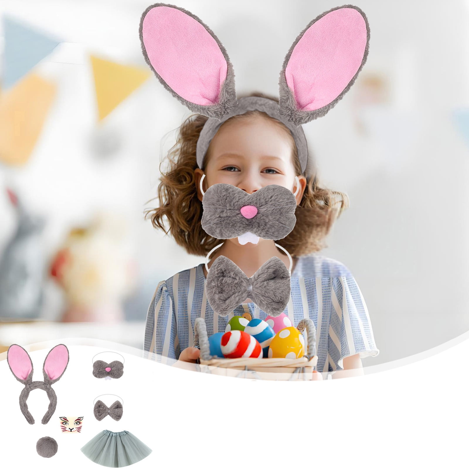 Fnochy Easter Bunny Decoration Cute Soft Bunny Set, 6-Piece Role Play ...