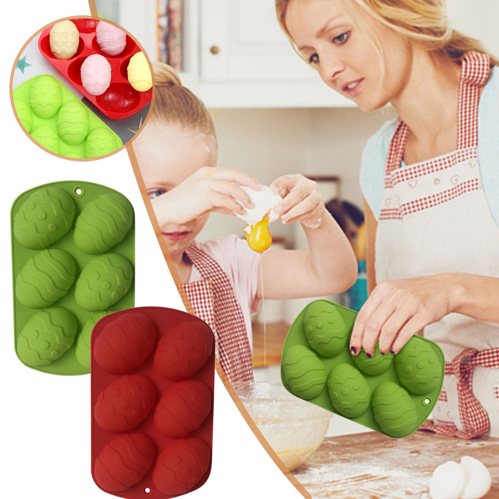 Fnochy Easter Egg Chocolate Moulds - Premium Food Grade Silicone Baking ...