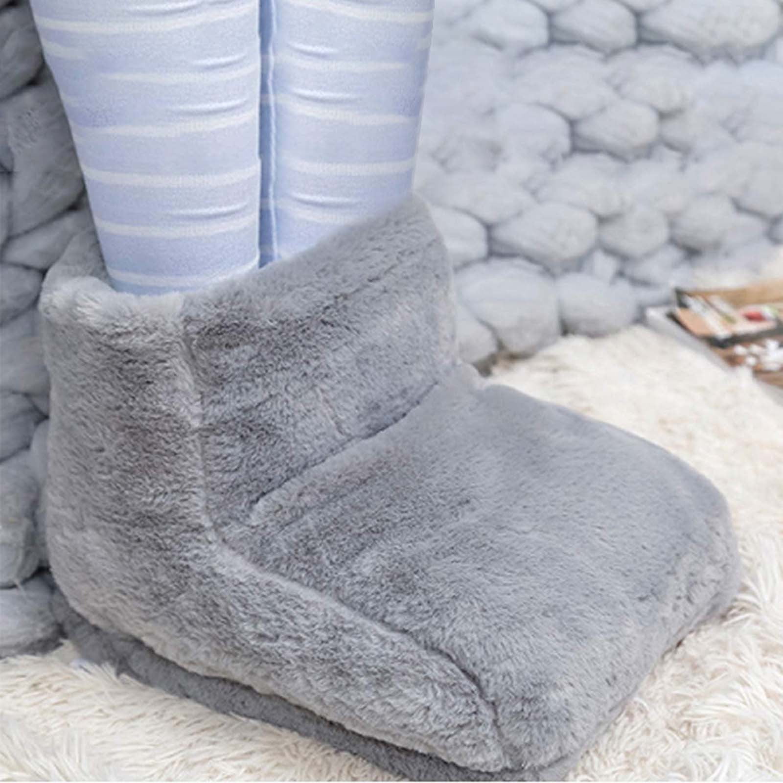 Fnochy Electric Foot Warmer Plush Heated Slippers - USB Rechargeable ...