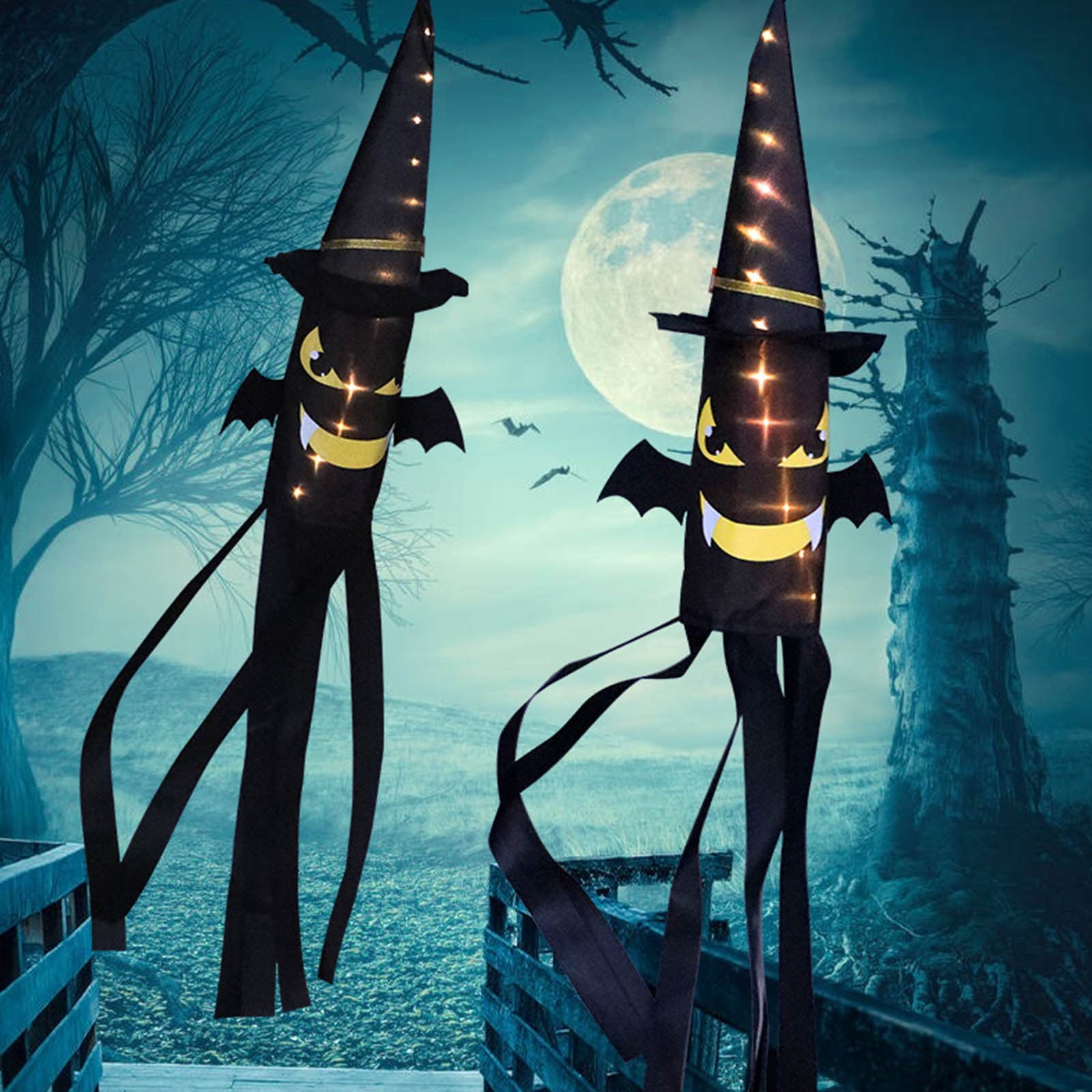 Fnochy Halloween Decorations Pumpkin Skull Bats Windsock Flag ...