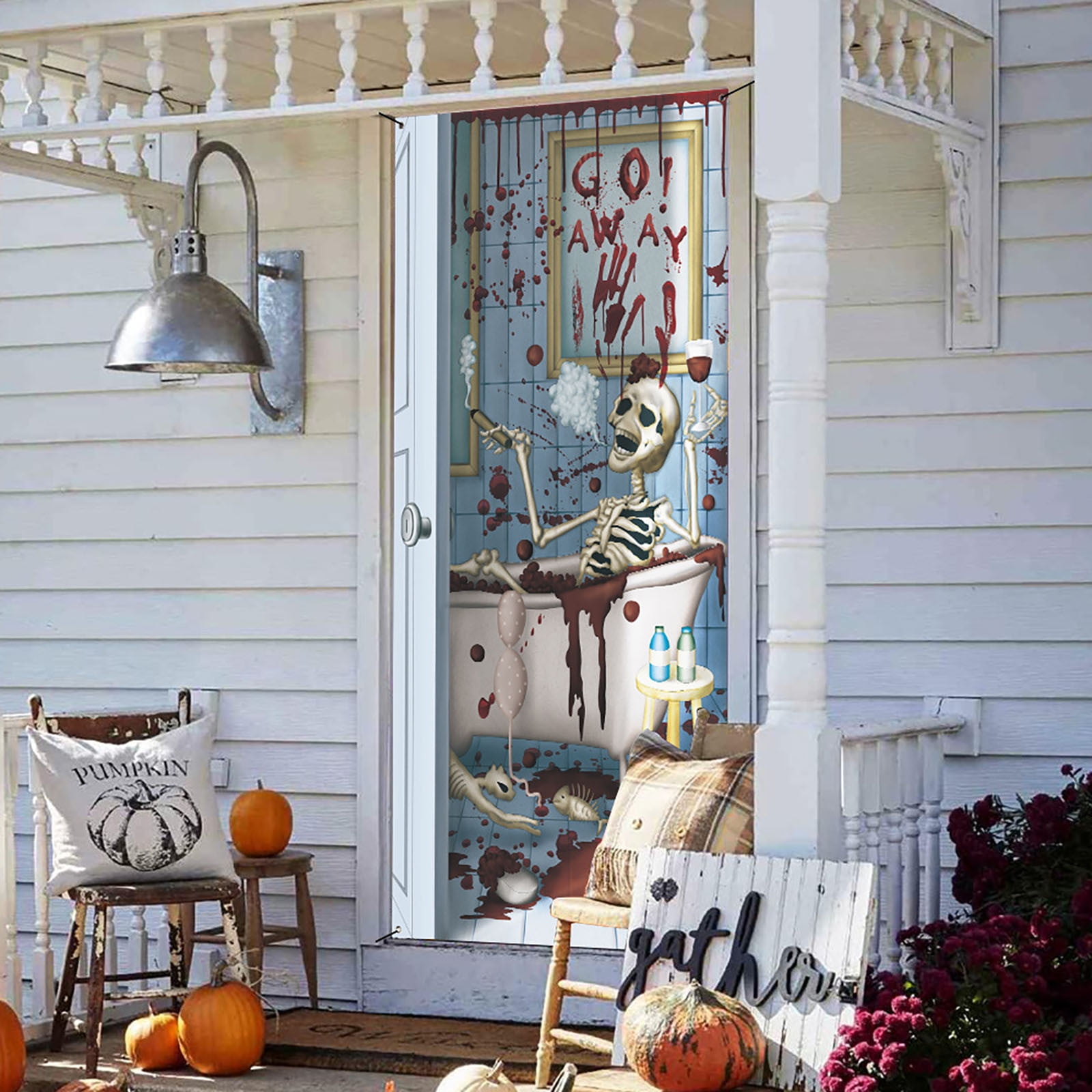Fnochy Halloween Decorations Skeleton Mummy Fabric Door Curtain ...